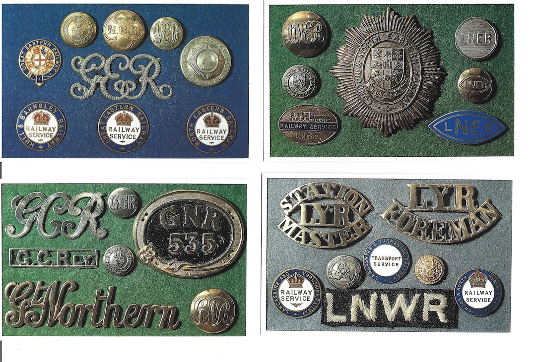Railway Badges & Buttons Postcards. Set of 6 in Beautiful Illustrated ...