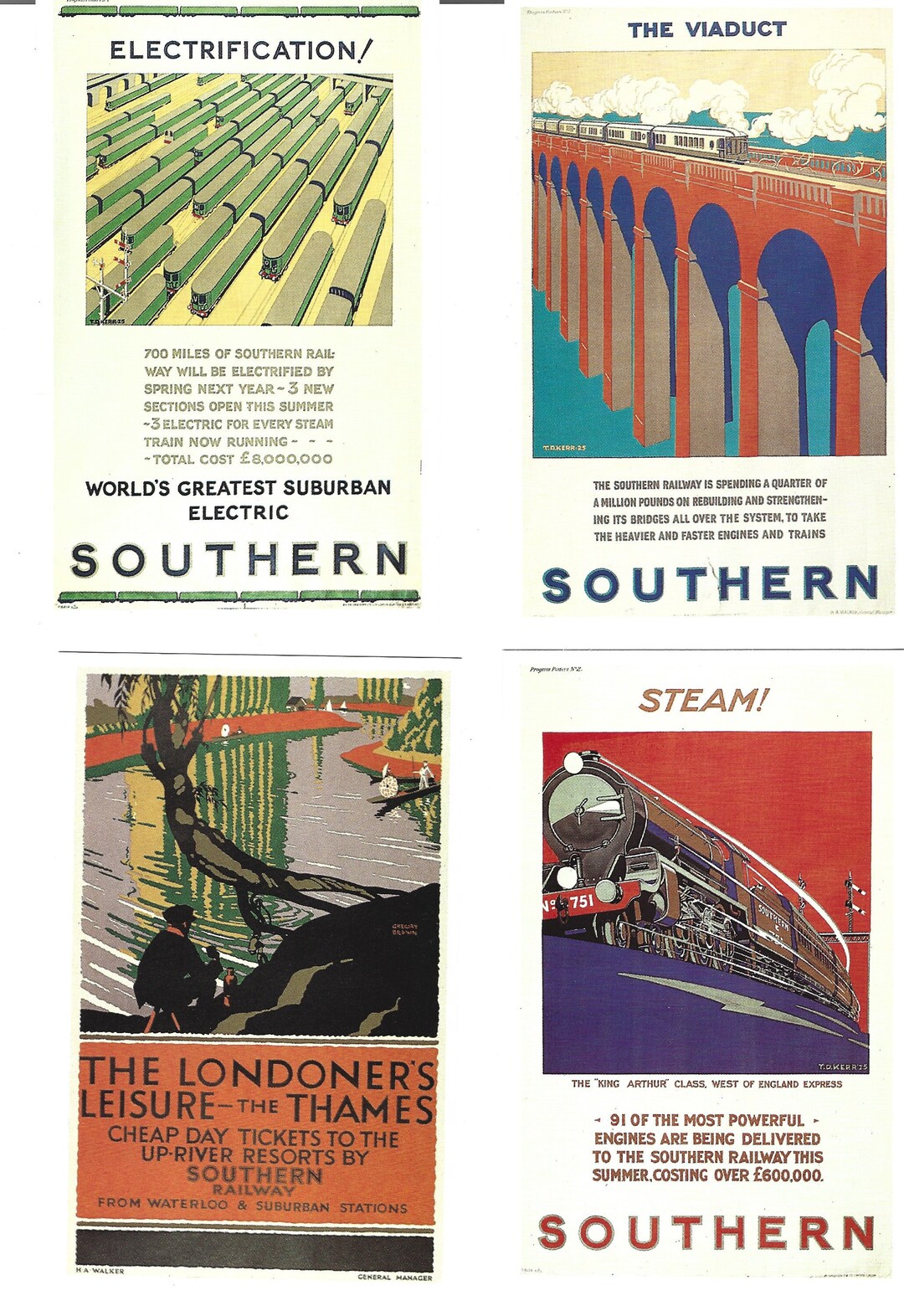 Early Southern Railway Posters Postcards. Set of 6 in Beautiful ...