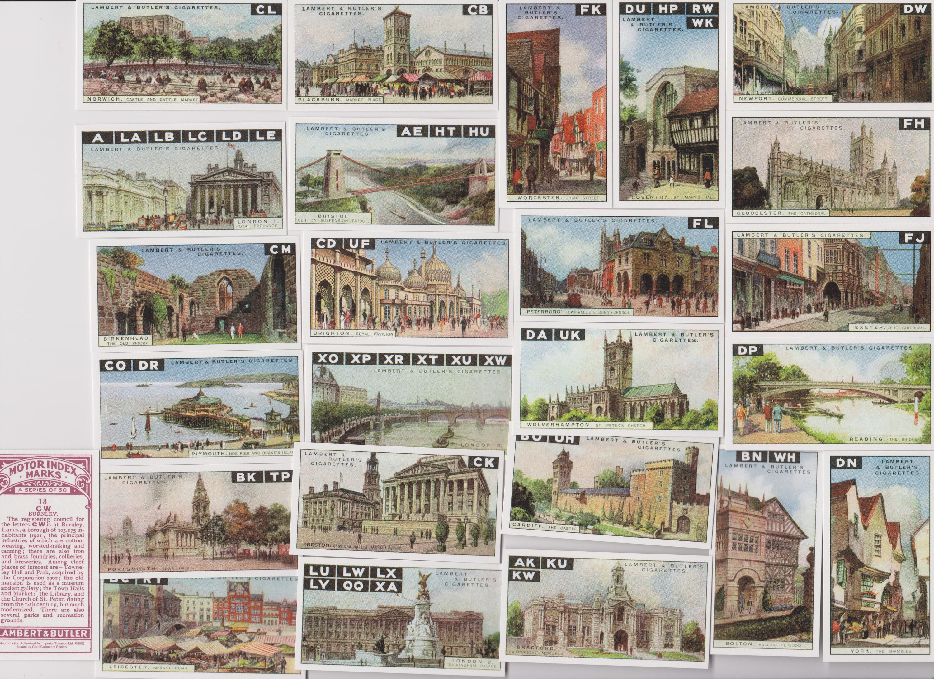 Motor Index Marks. Modern Reprint of Original 1926 Full Set of 50 ...