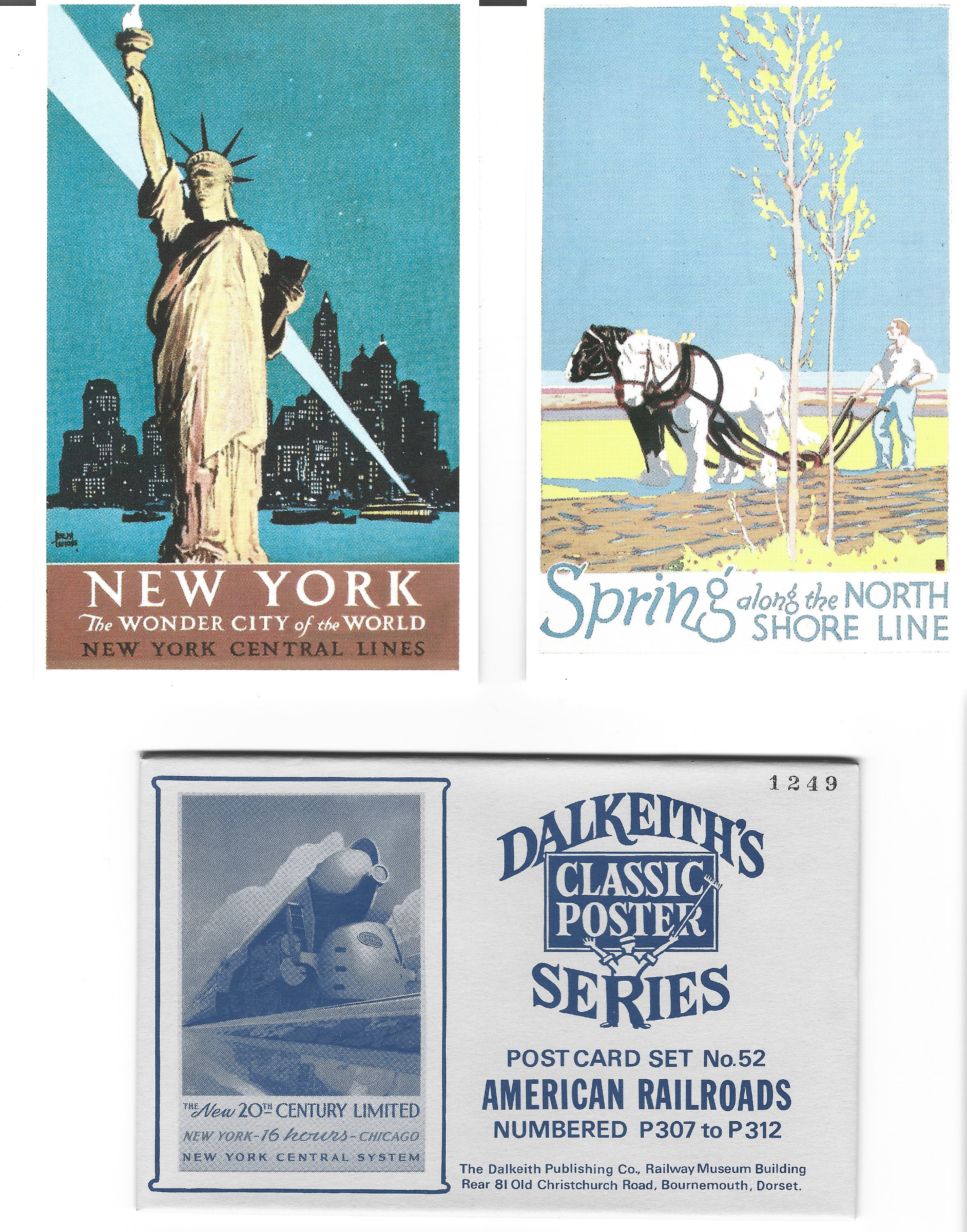 Classic American Railroad Posters Postcards. Set of 6 in Beautiful ...