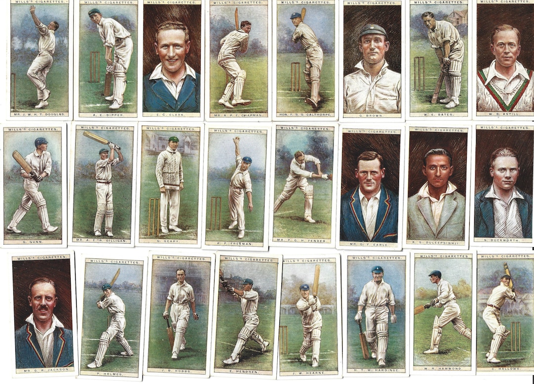 50 Vintage Cigarette Cards Cricketers of 1928. Full Set. Wills. Tobacco ...