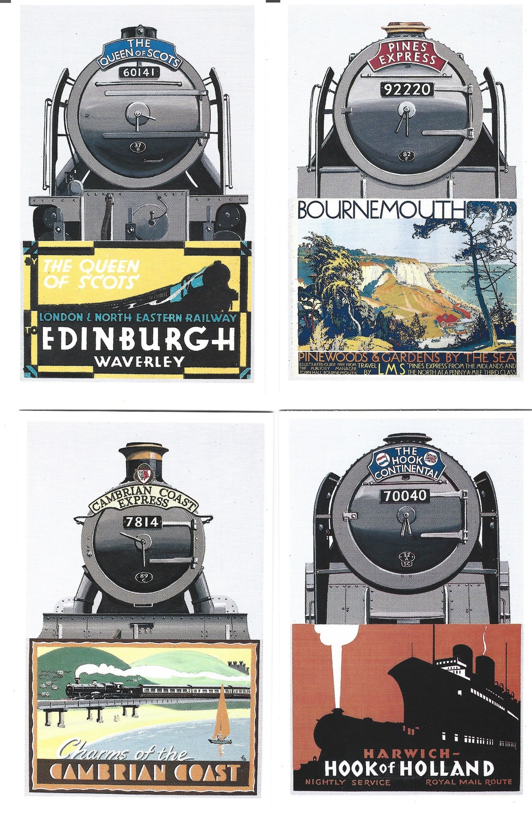 Named British Trains Postcards. Set of 6 in Beautiful Illustrated ...