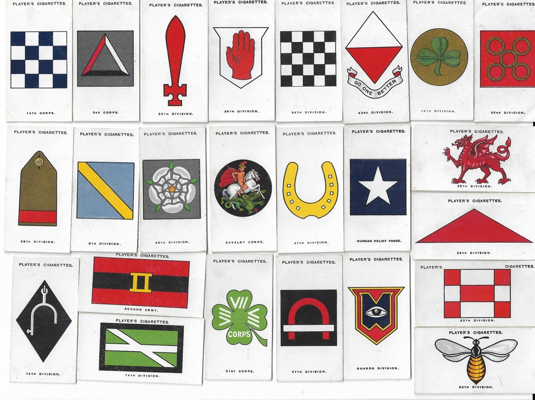 50 Vintage Cigarette Cards - Army Corps & Divisional Signs. 1924. Full ...