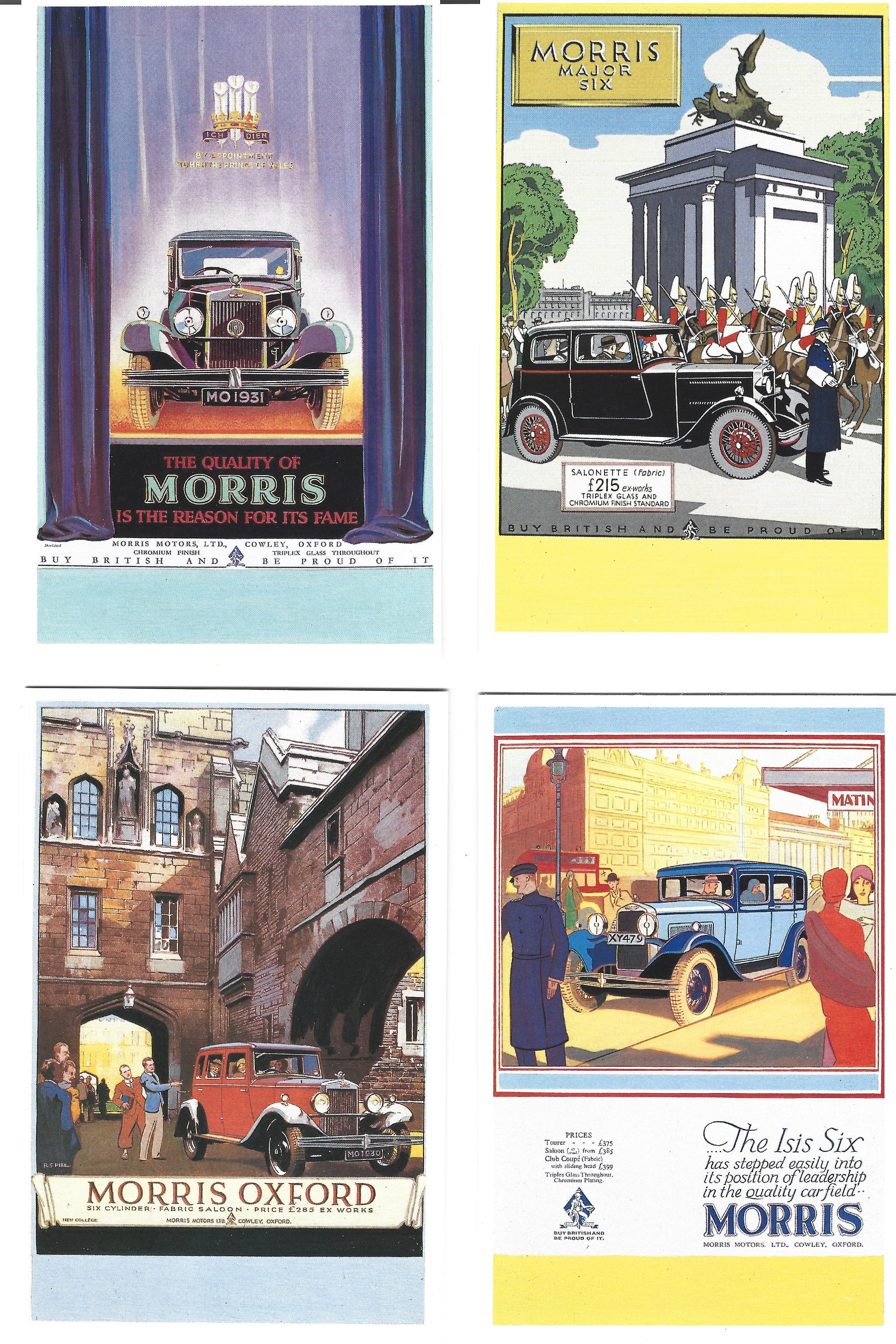 1930s Morris Car Advert Poster Postcards. Set of 6 in Beautiful ...