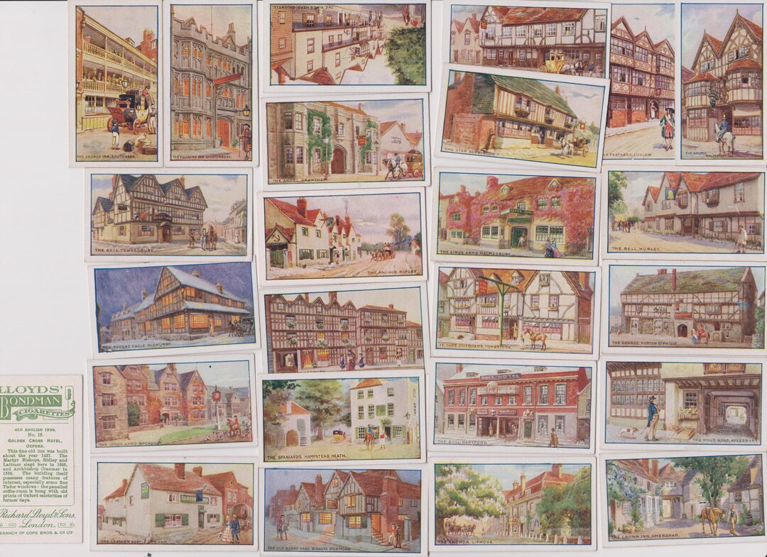 25 Vintage Cigarette Cards - Old English Inns & Pubs. 1923. Full Set ...