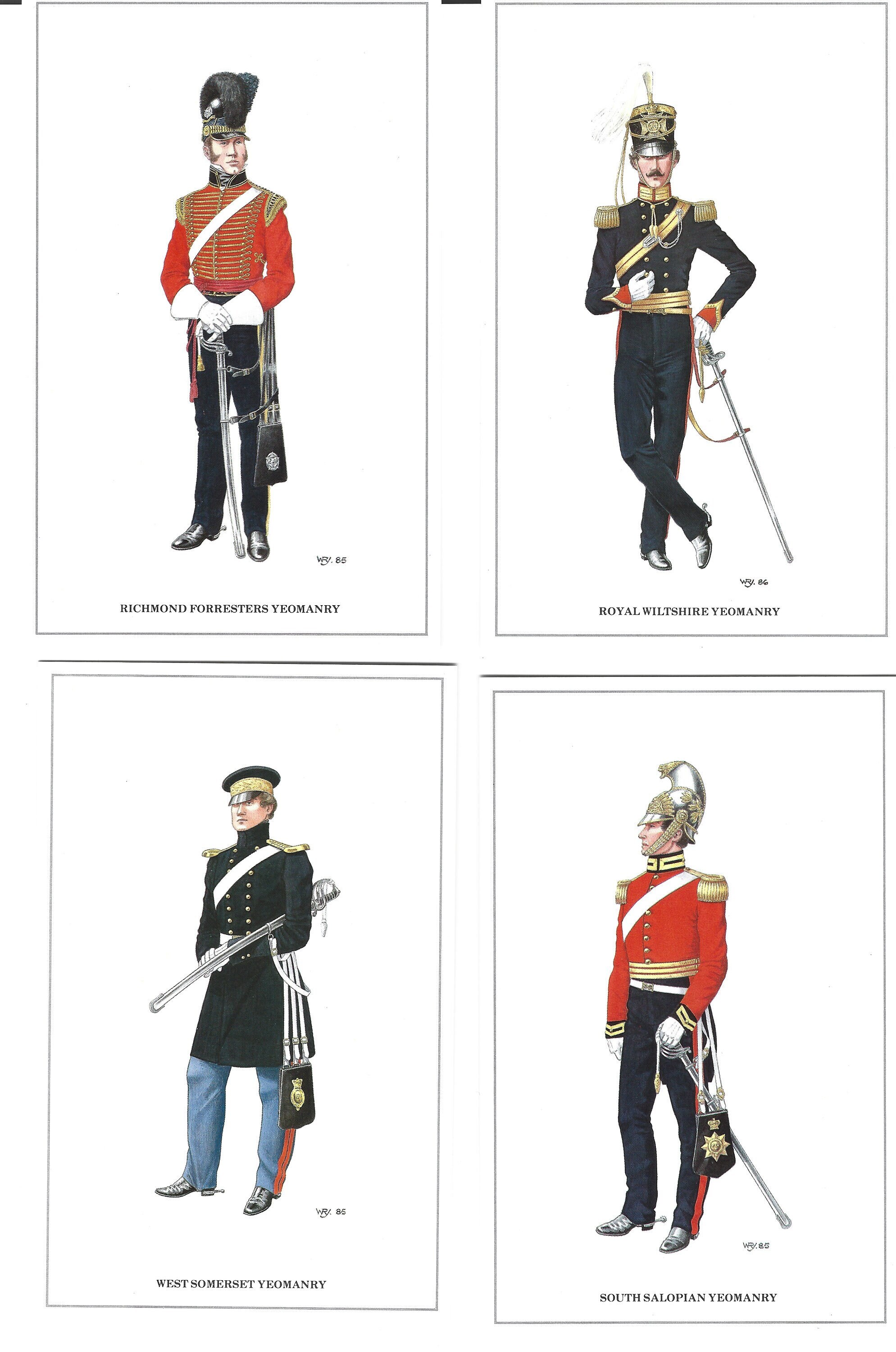 British Army Yeomanry Cavalry. 6 Postcards. Military Uniforms. Gift ...
