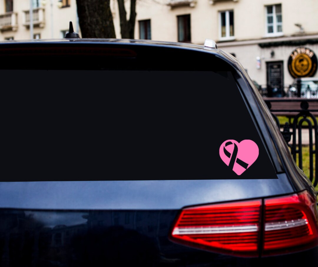 Pink Heart With Ribbon Vinyl Decal - Etsy