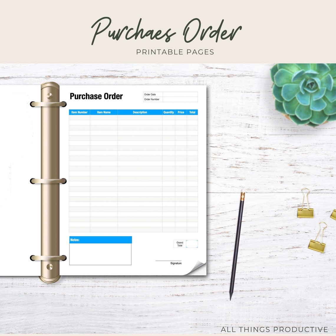 Purchase Order Form Printable, Pre-order Form, Custom Order Form, Order ...