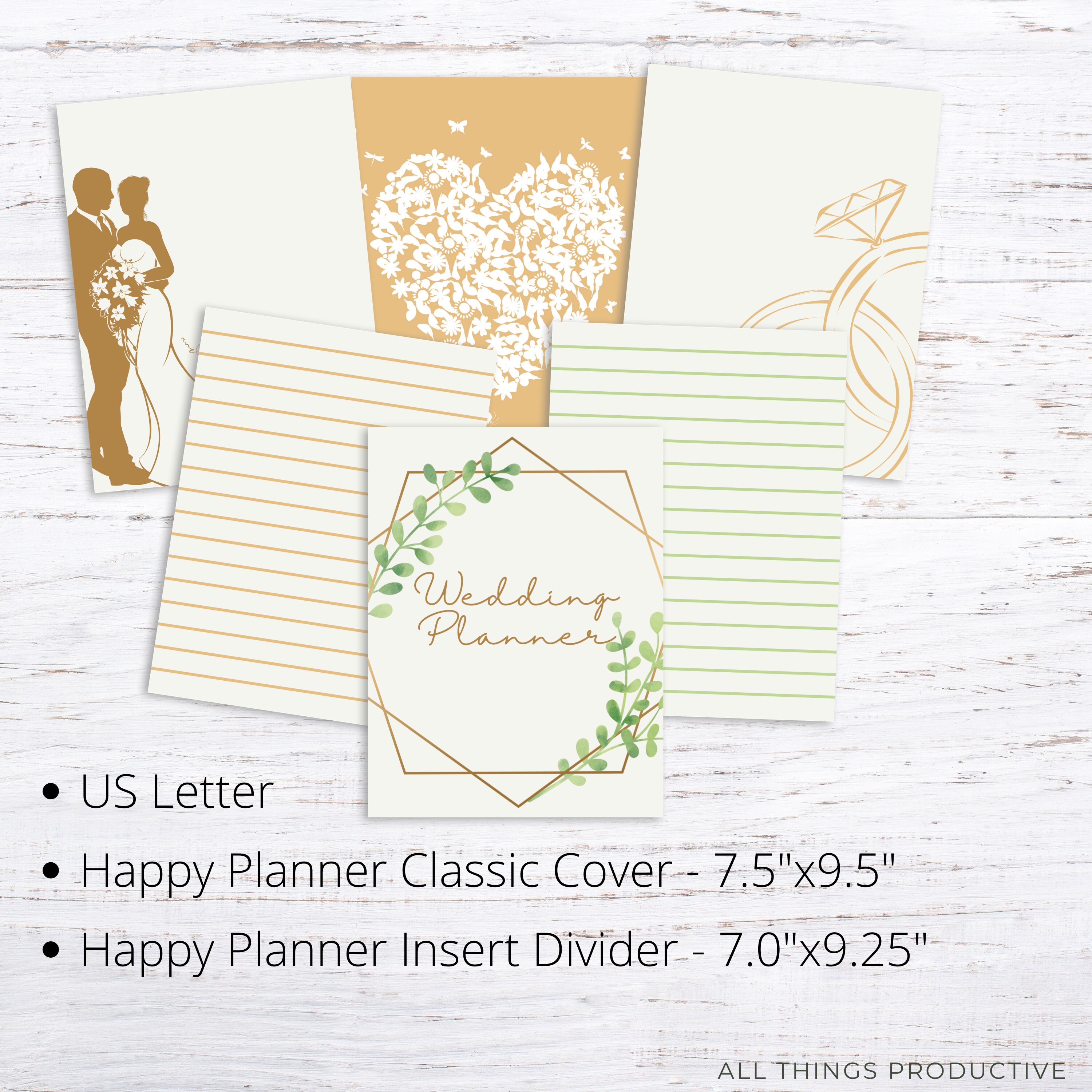 Wedding Planner, Classic Happy Planner Printable Cover, Dashboard and ...