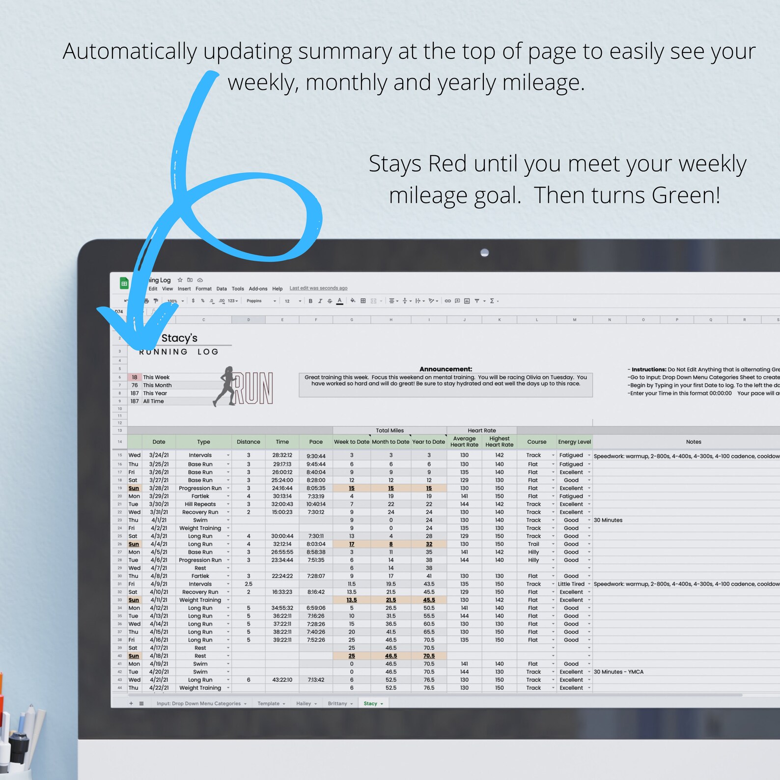 Running Tracker,workout Tracker, Running Logbook, Coach's Running Guide ...
