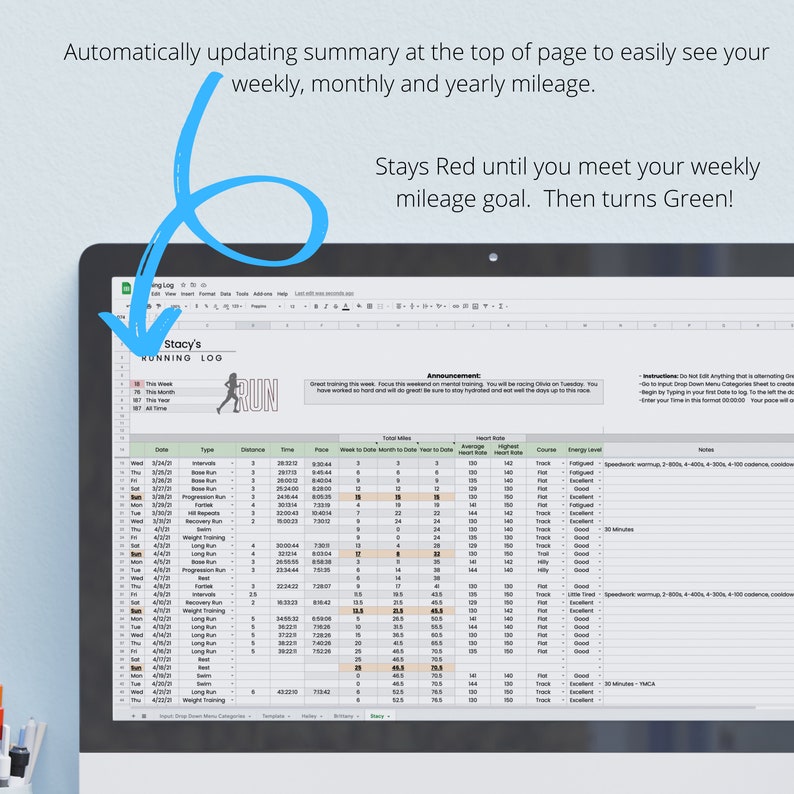 Running Tracker,workout Tracker, Running Logbook, Coach's Running Guide ...