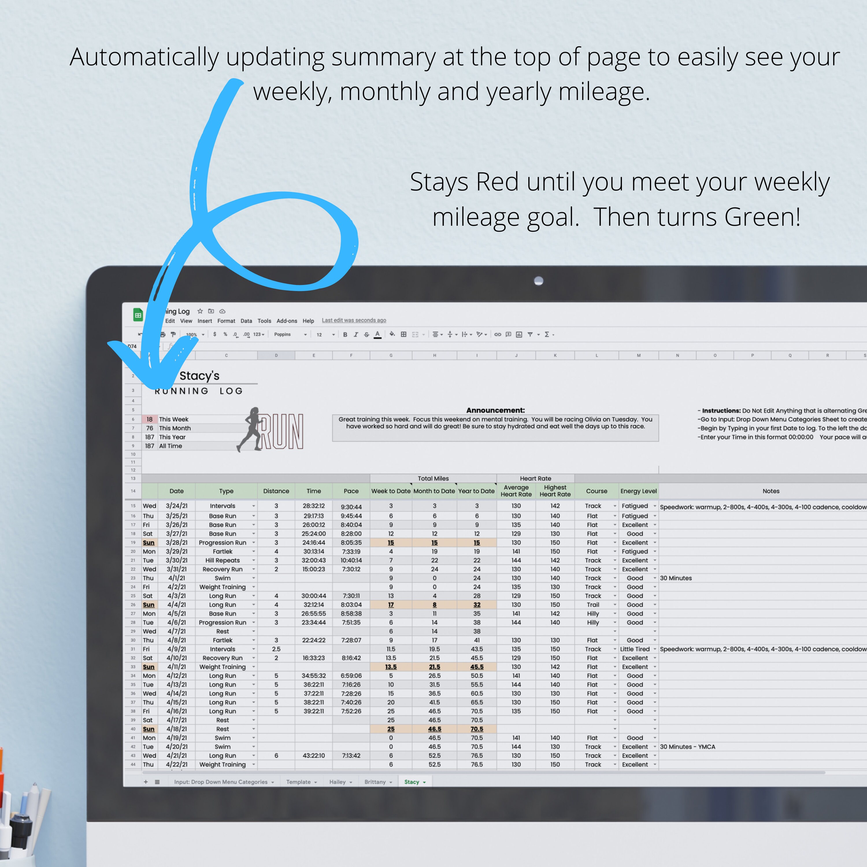 Running Tracker,workout Tracker, Running Logbook, Coach's Running Guide ...