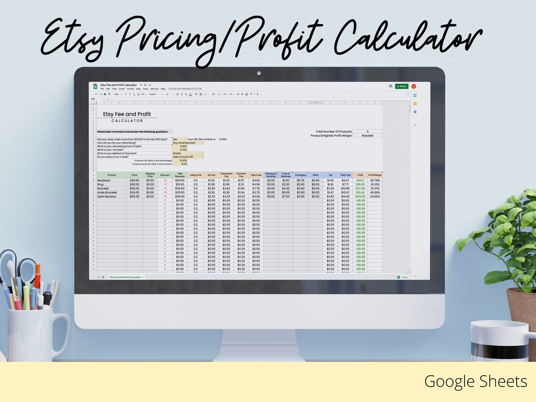 Etsy Fee and Profit Calculator, Sell on Etsy, Fee Calculator, Profit ...