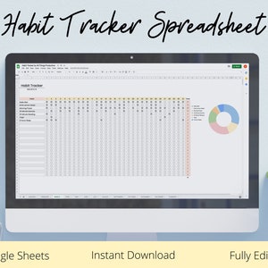 Habit Tracker, Monthly Tracker, Goal Tracker, Google Sheets, Digital ...