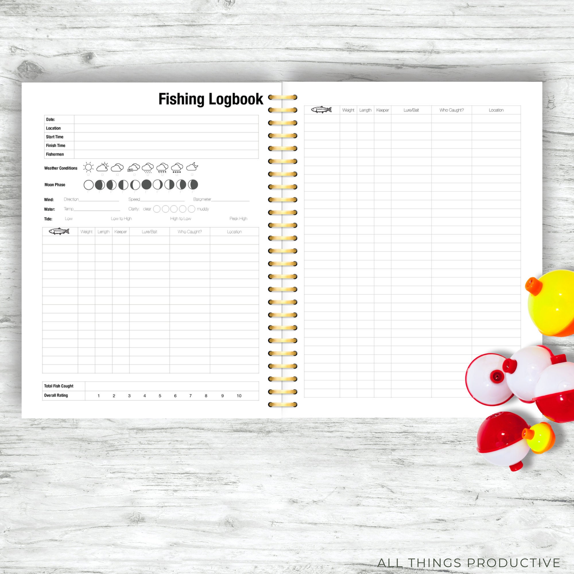 Fishing Logbook Printable, Fishing Catch Log, Fishing Guide Log, Angler ...