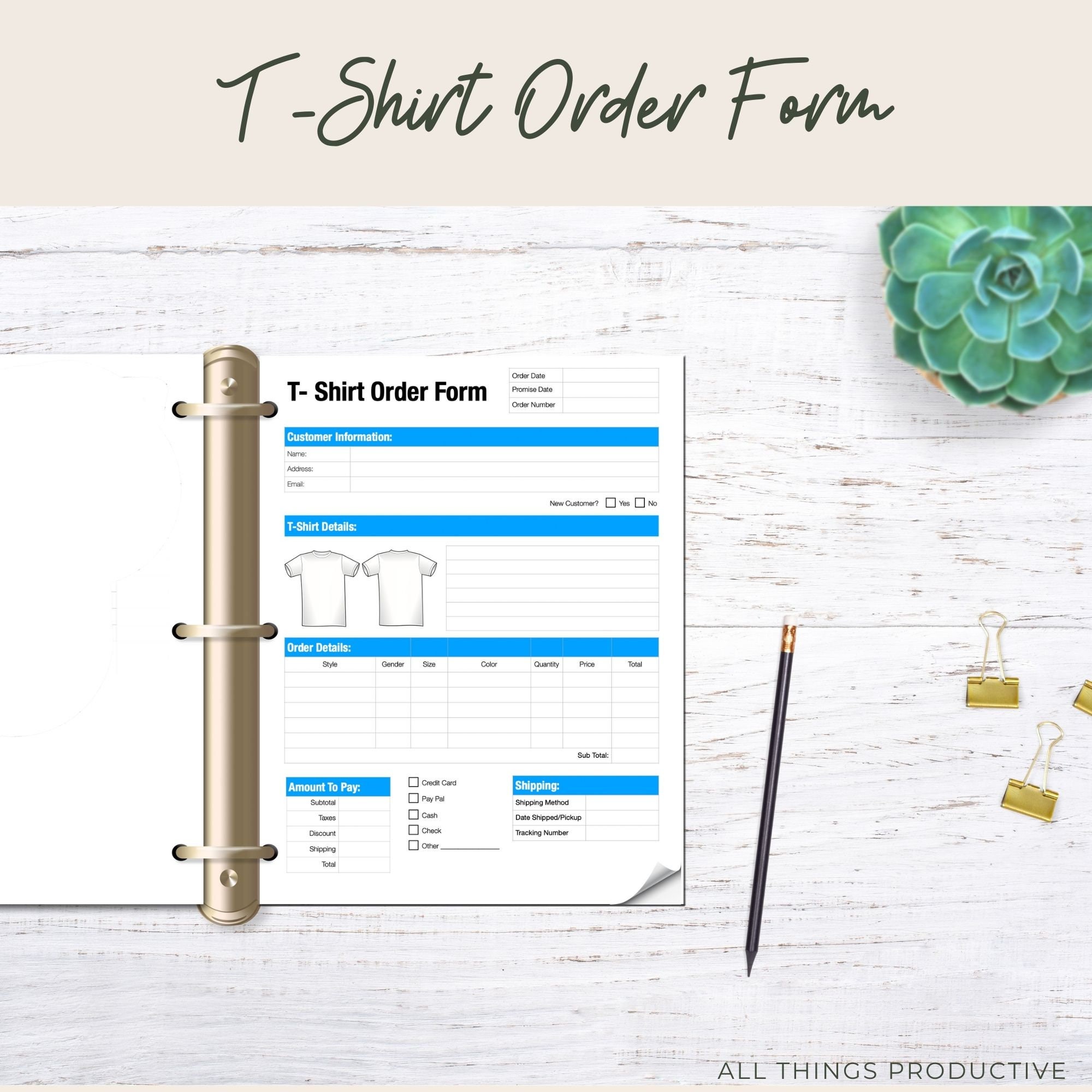 T-shirt Order Form, Custom Order Form, Craft Order Form, Order Form ...