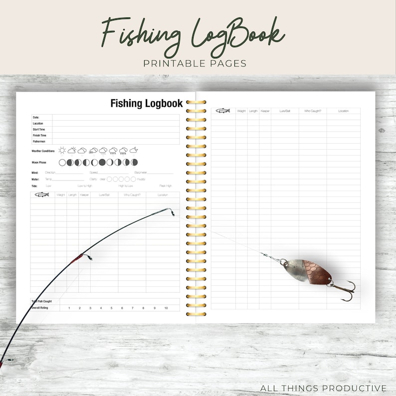 Fishing Logbook Printable, Fishing Catch Log, Fishing Guide Log, Angler ...