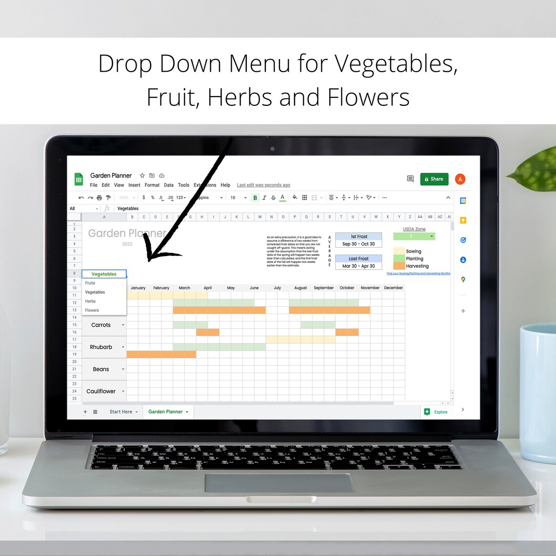 Garden Planner Spreadsheet, USDA Zones, Vegetable, Fruit, Herb and ...