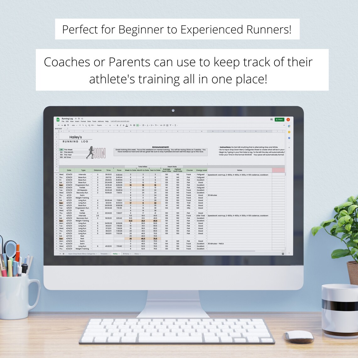 Running Tracker,workout Tracker, Running Logbook, Coach's Running Guide ...