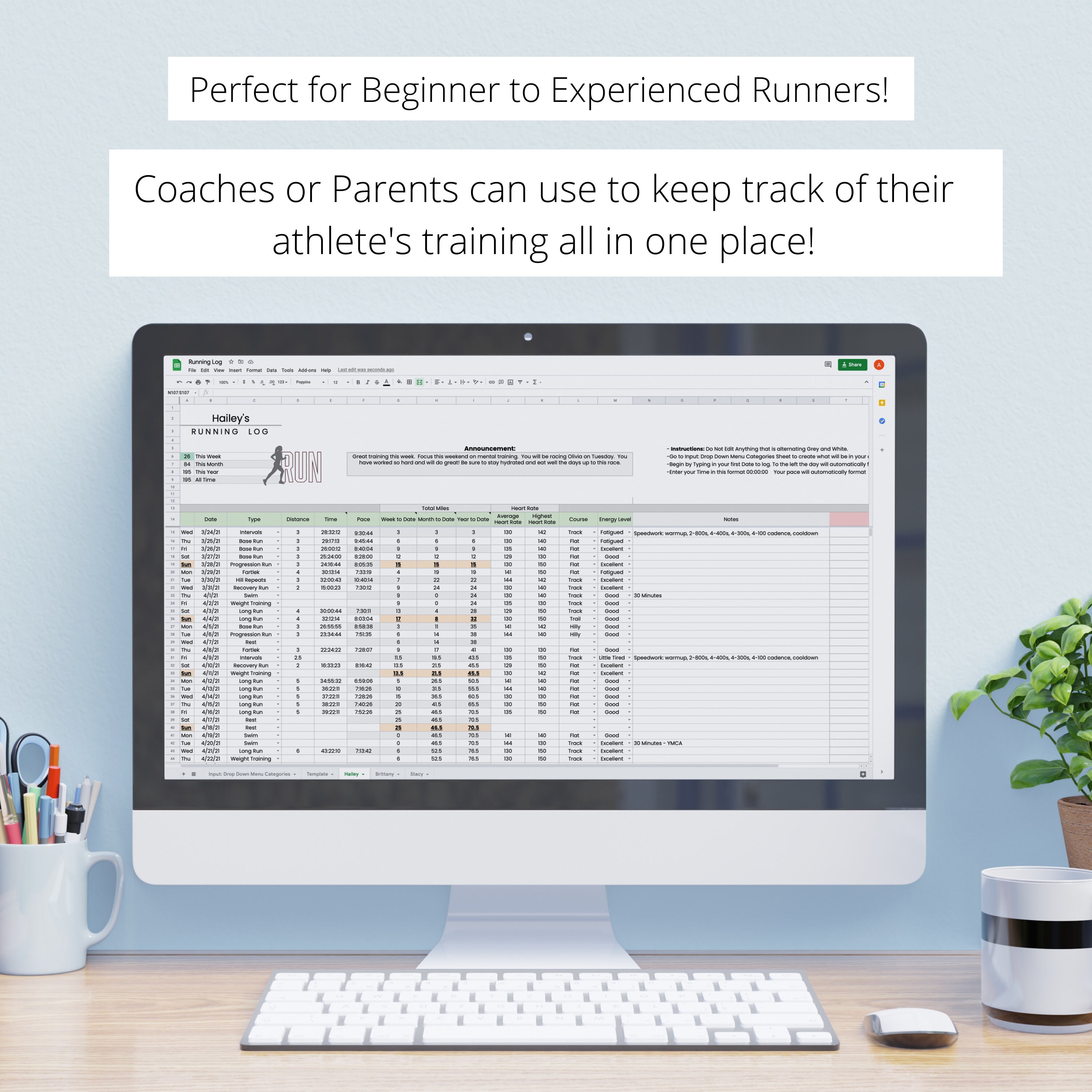 Running Tracker,workout Tracker, Running Logbook, Coach's Running Guide ...