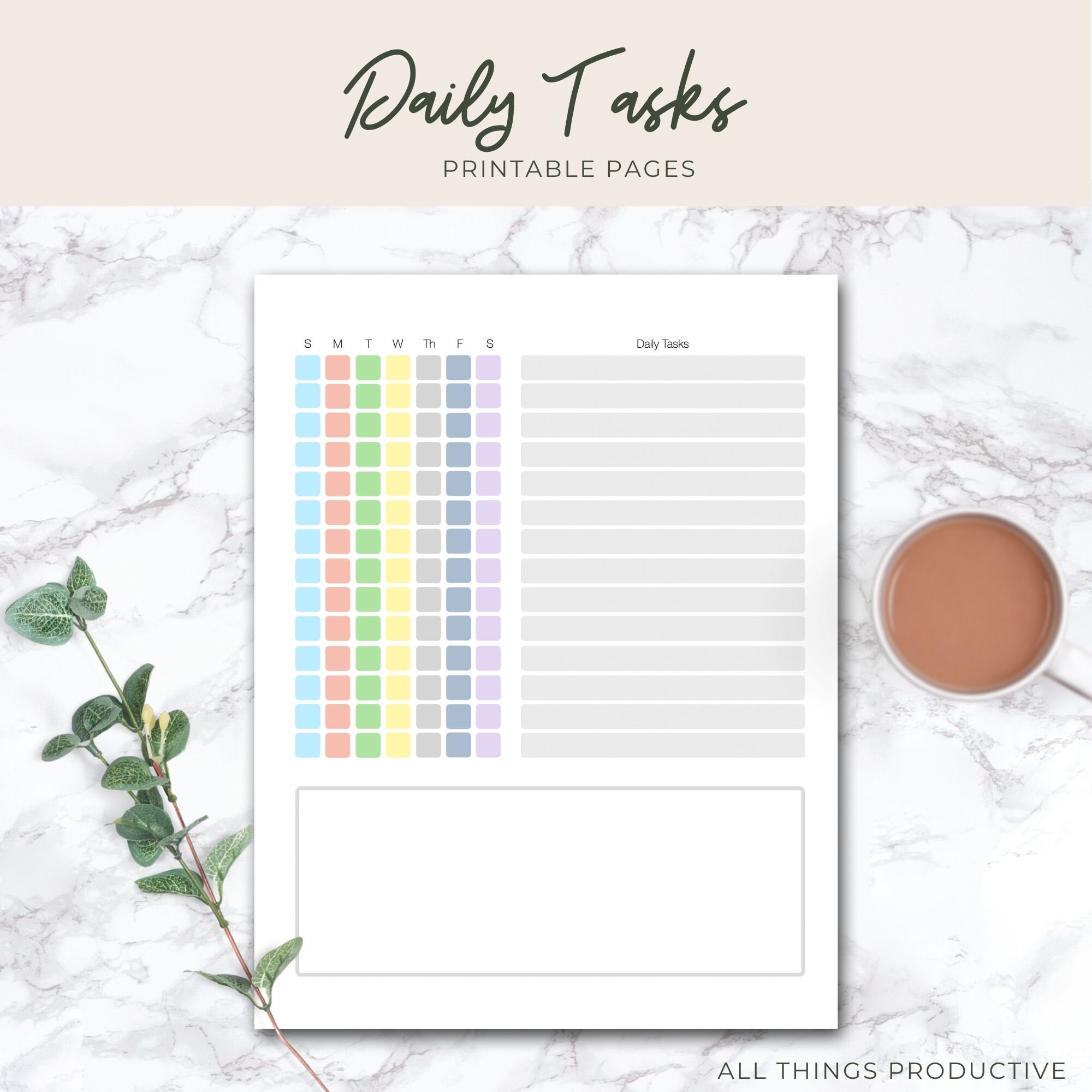 Daily Tasks, Task Planner, Printable to Do List, to Do List Printable ...