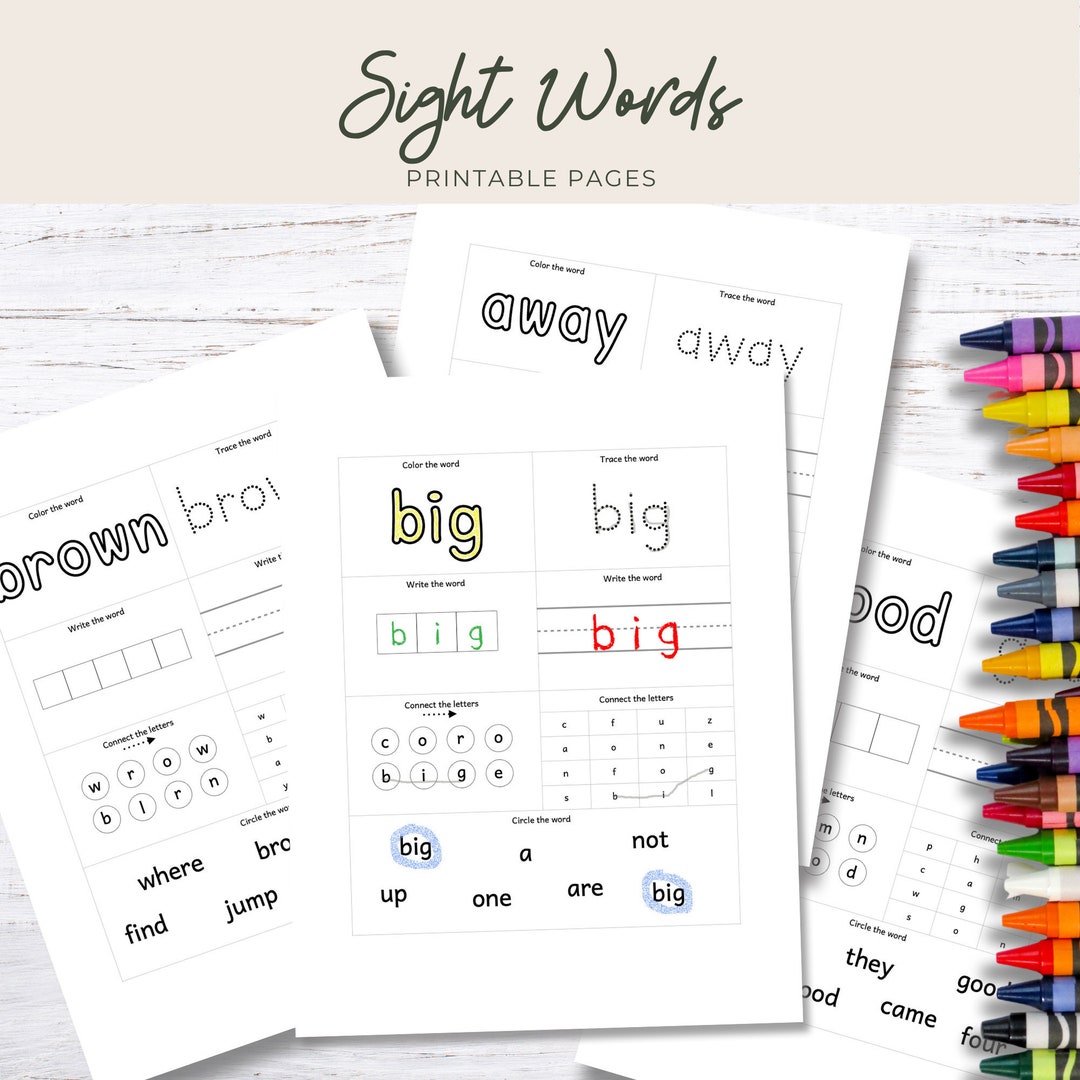 Sight Words Printable Worksheets, 94 Dolch Starter Sight Words ...