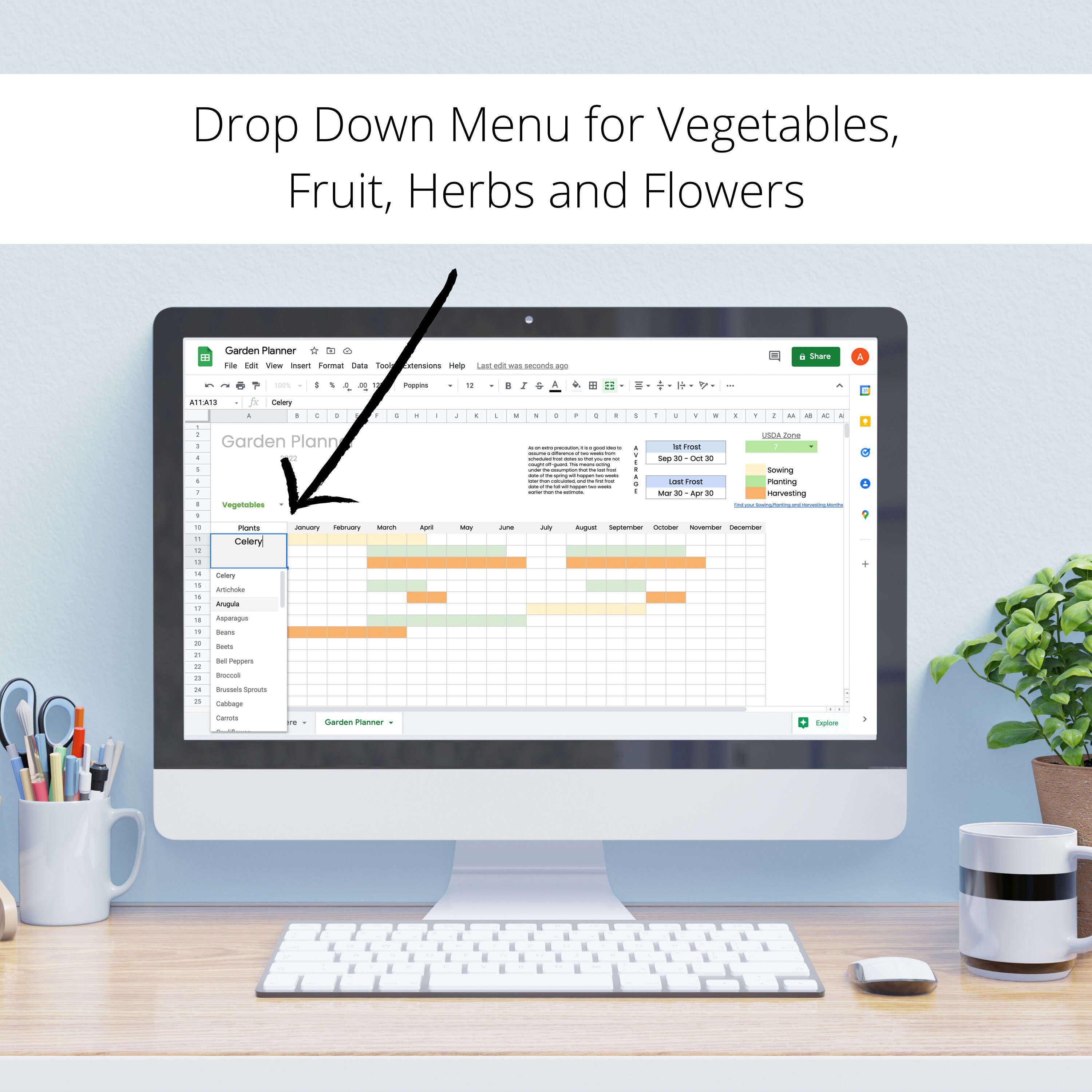Garden Planner Spreadsheet, USDA Zones, Vegetable, Fruit, Herb and ...