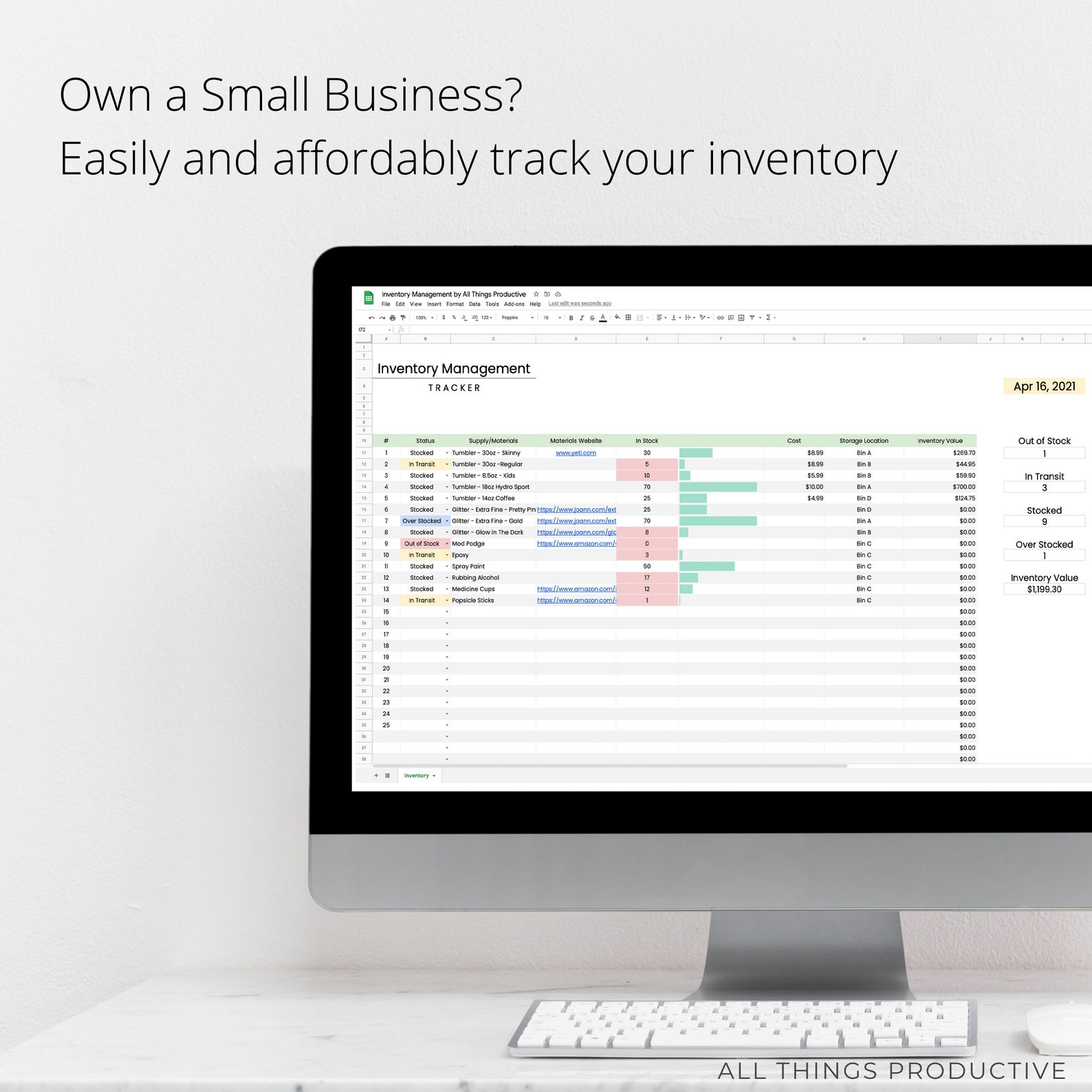 Inventory Management Tracker, Order Tracker, Supply List Tracker ...