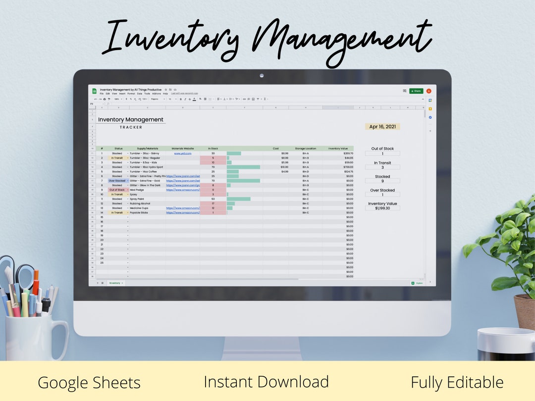 Inventory Management Tracker, Order Tracker, Supply List Tracker ...