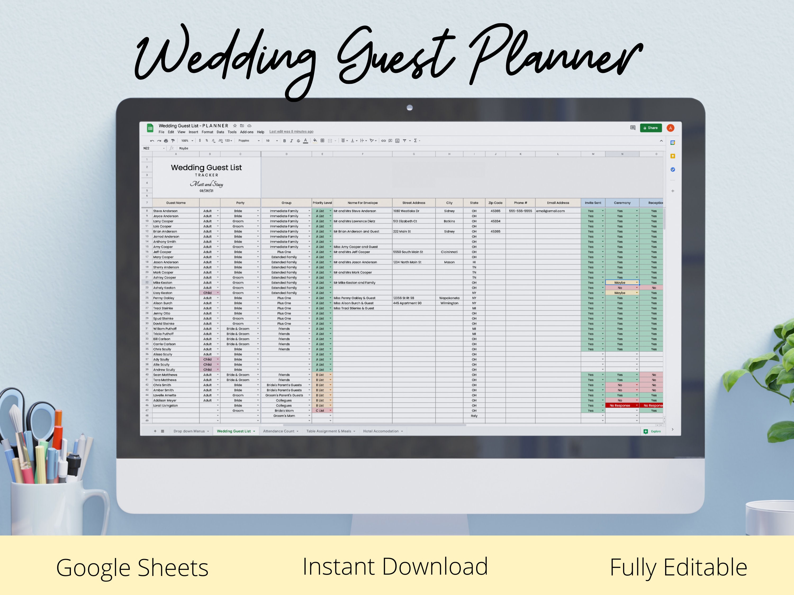 Wedding Planner, Organization, Guest List Tracker, Wedding Organizer ...