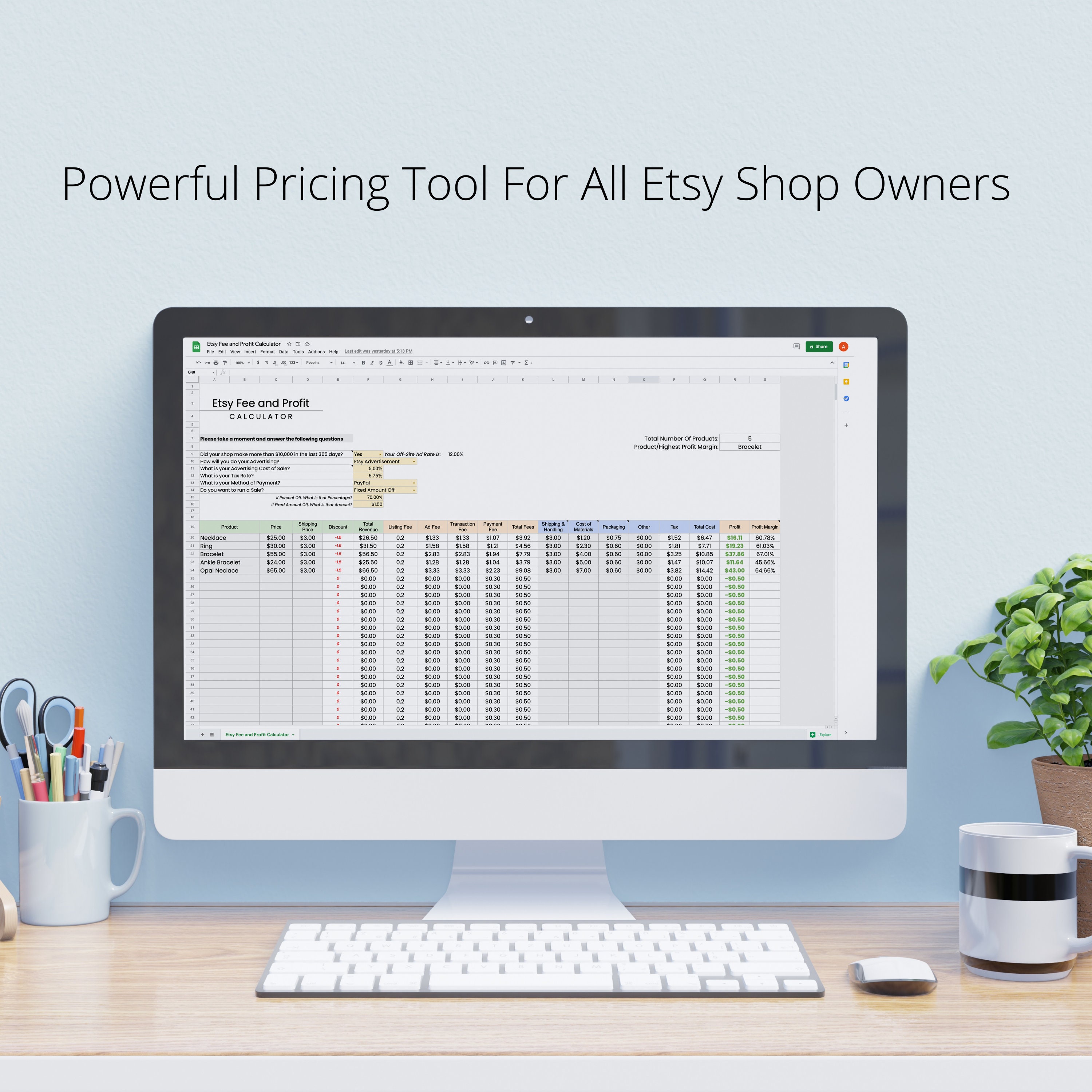 Etsy Fee and Profit Calculator, Sell on Etsy, Fee Calculator, Profit ...