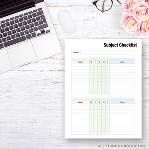 Homeschool Subject Checklist, Loop Schedule Printable, Homeschool ...
