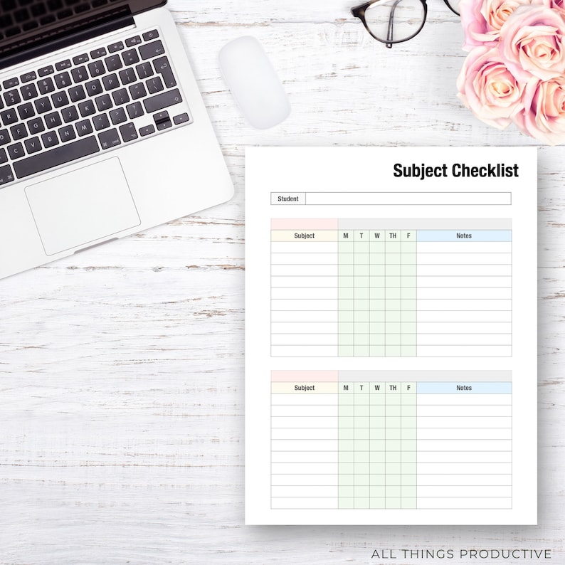 Homeschool Subject Checklist, Loop Schedule Printable, Homeschool ...