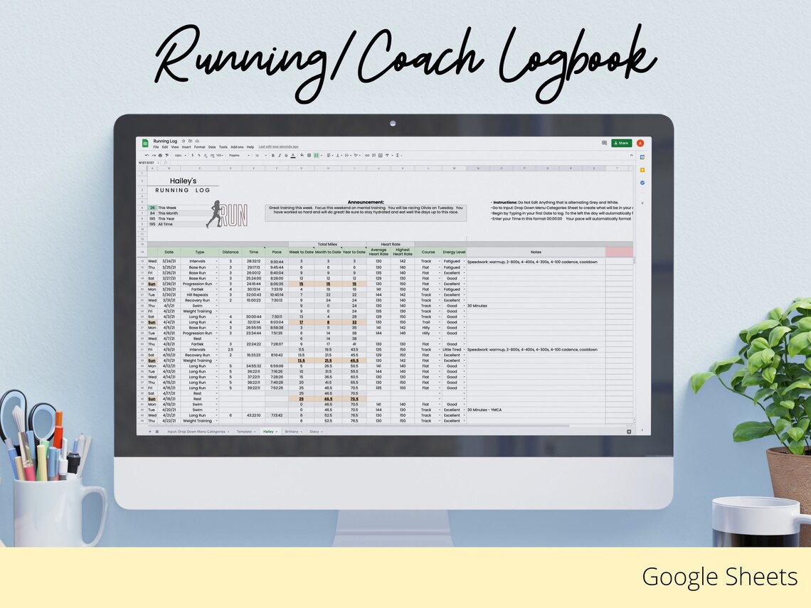 Running Tracker,workout Tracker, Running Logbook, Coach's Running Guide ...