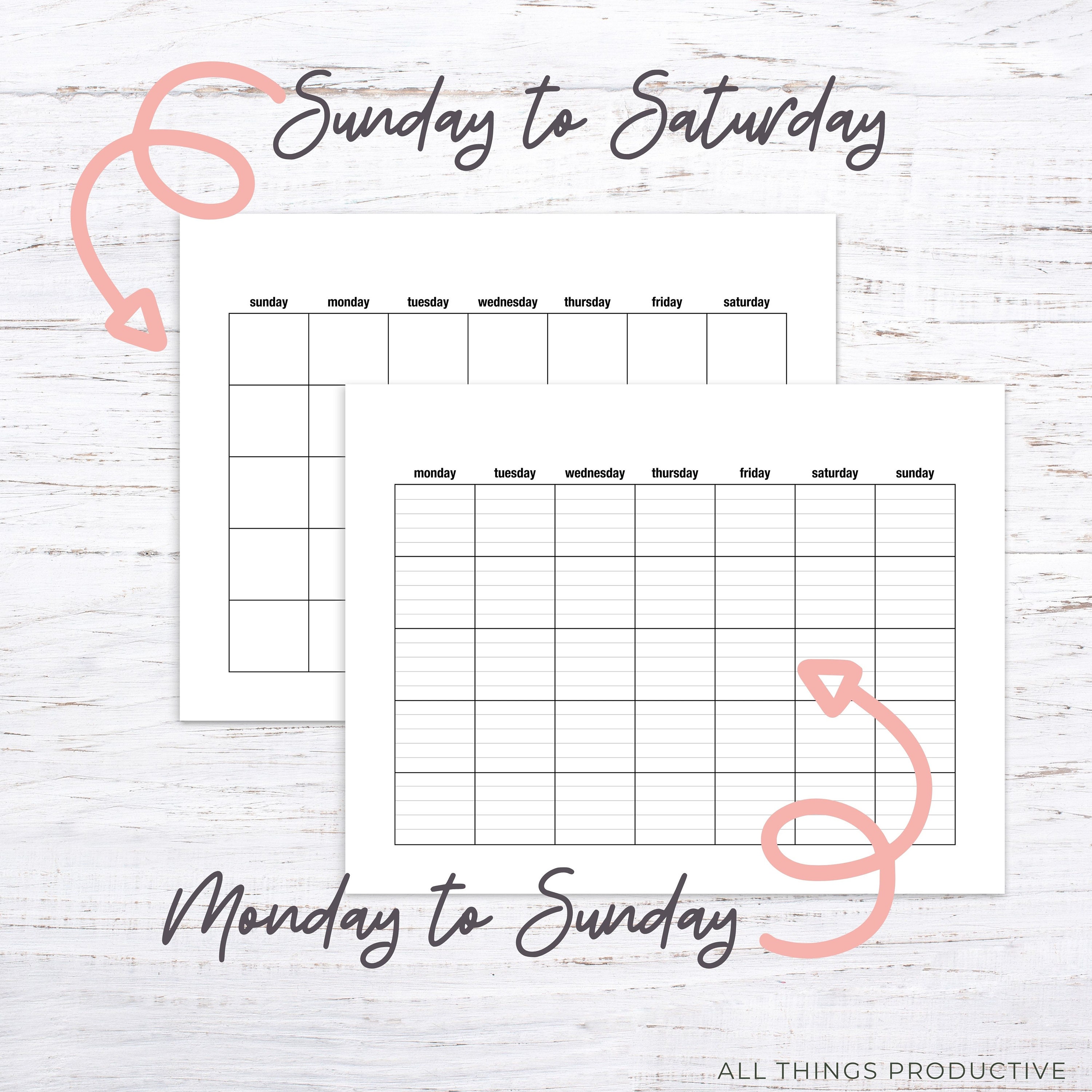 Blank Monthly Calendar Printable, Minimalist, Wall Calendar, Desk ...