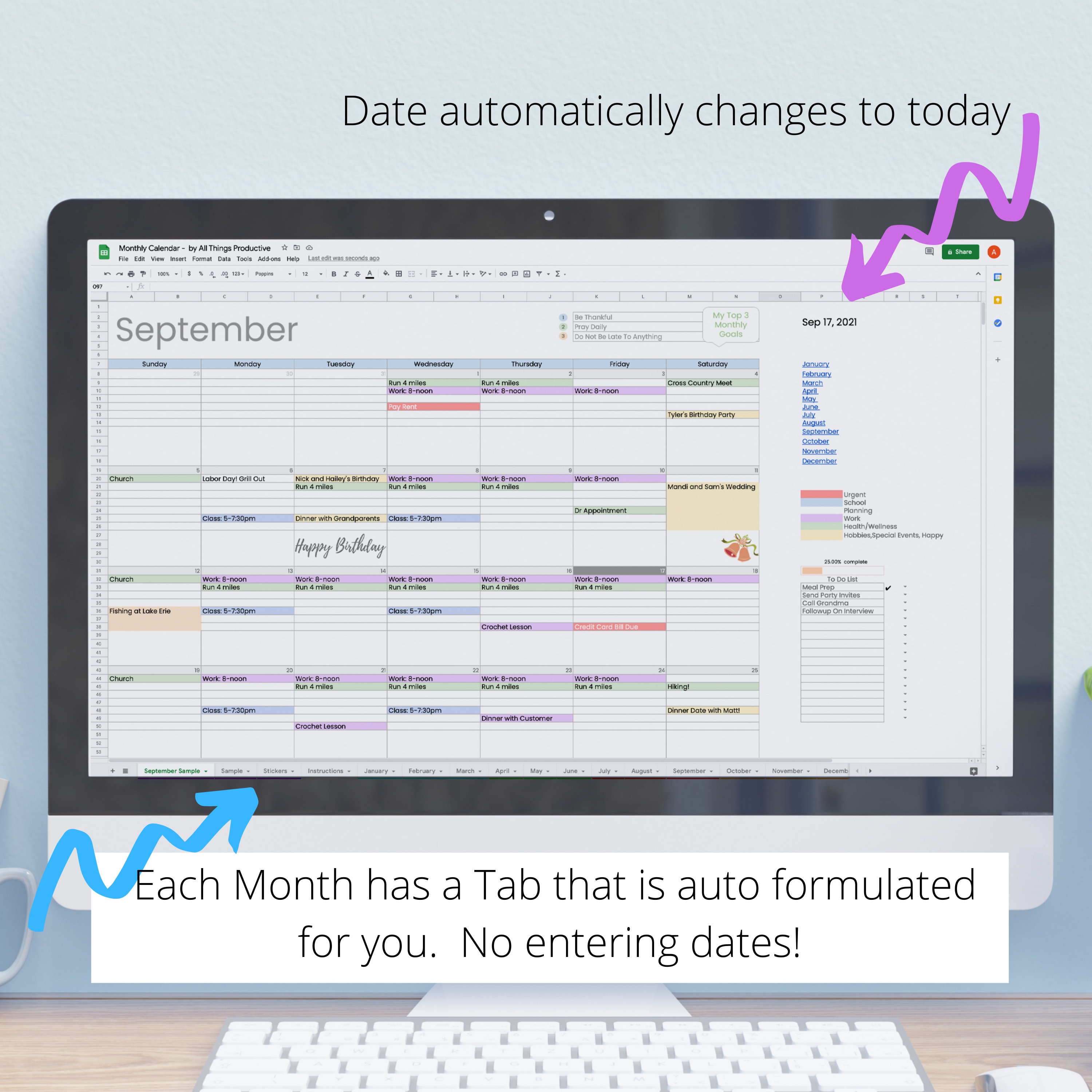 Monthly Calendar Planner To-do List Planner Goal Setting - Etsy