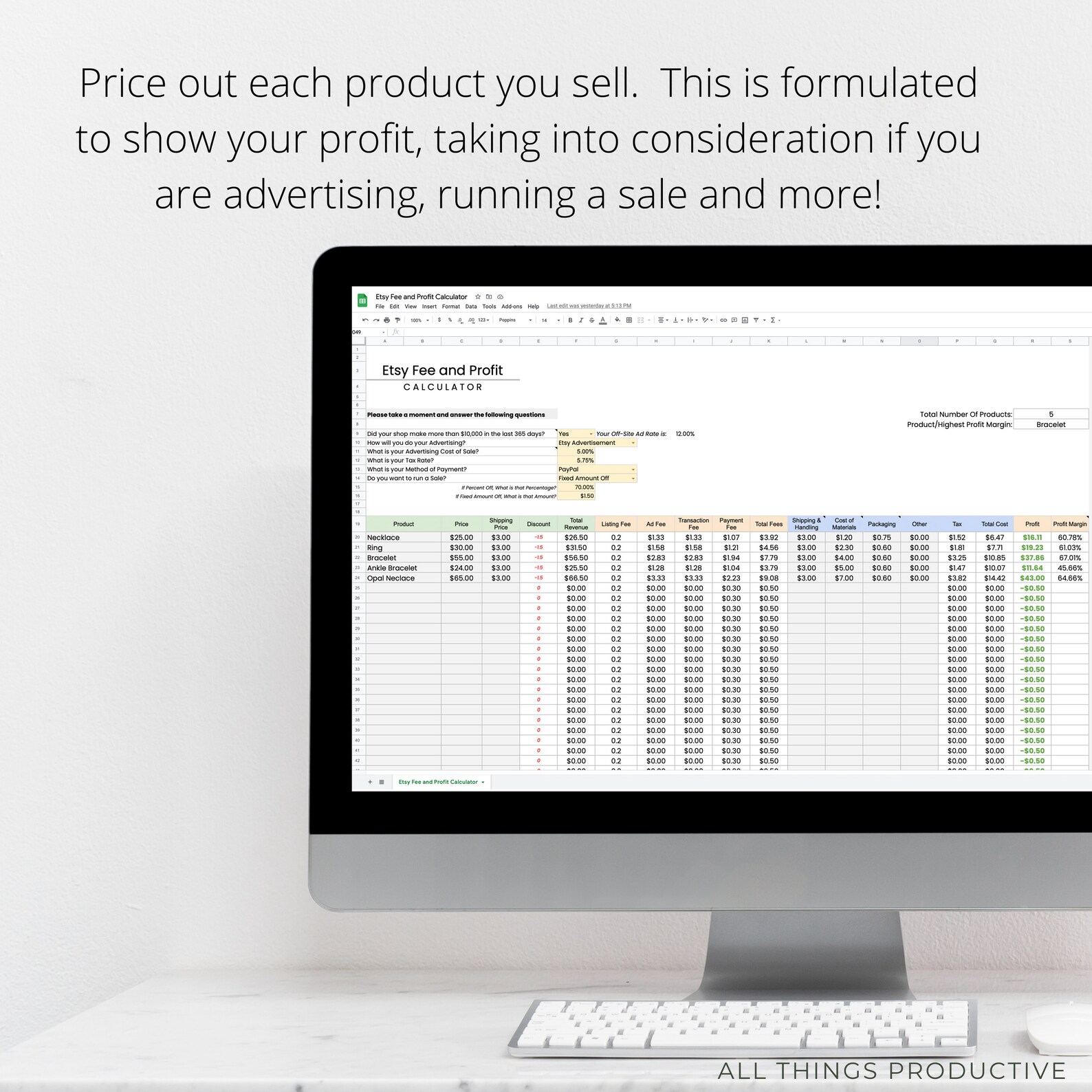 Etsy Fee and Profit Calculator, Sell on Etsy, Fee Calculator, Profit ...