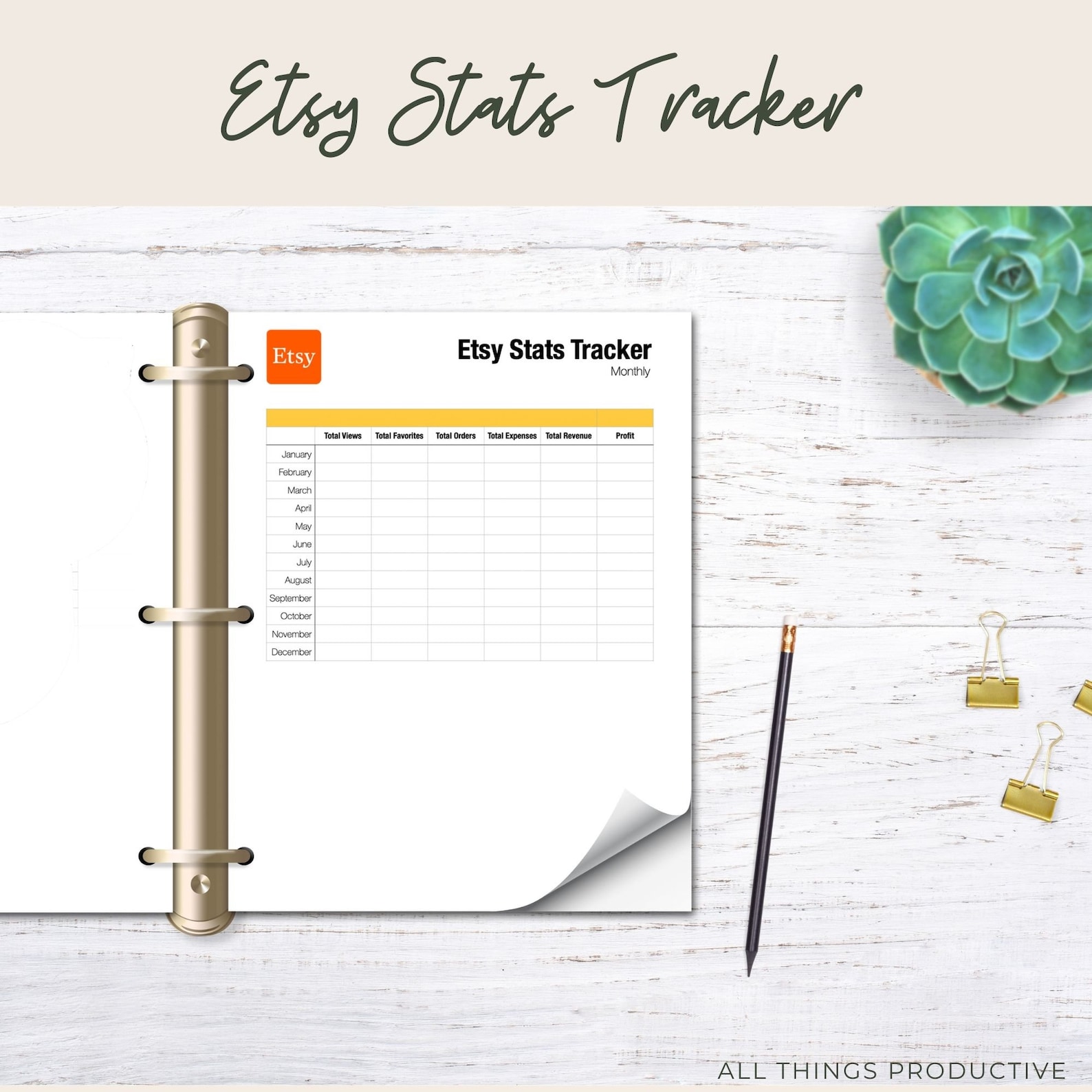 Etsy Stats Tracker, Etsy Template, Printable Planner, Etsy Shop Planner ...