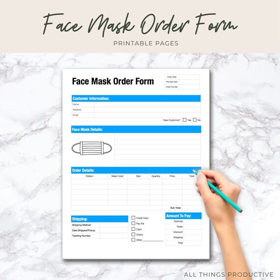 Face Mask Order Form Printable Custom Order Form Craft Order - Etsy