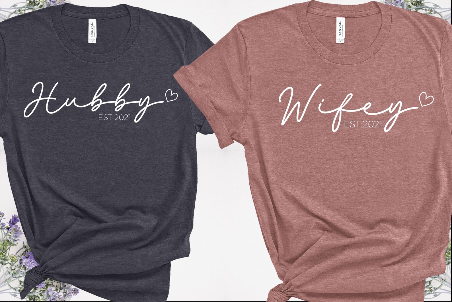 Hubby Wifey Couple T Shirt Matching Just Married Tshirts Etsy