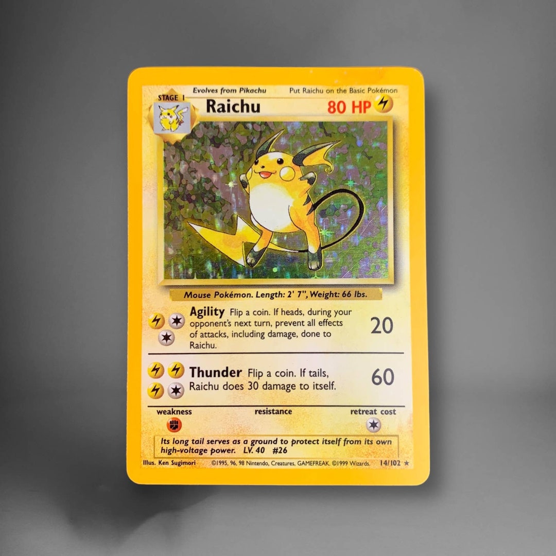 Pokémon TCG Raichu Base Set 14/102 Holo Unlimited Rare LP - Etsy