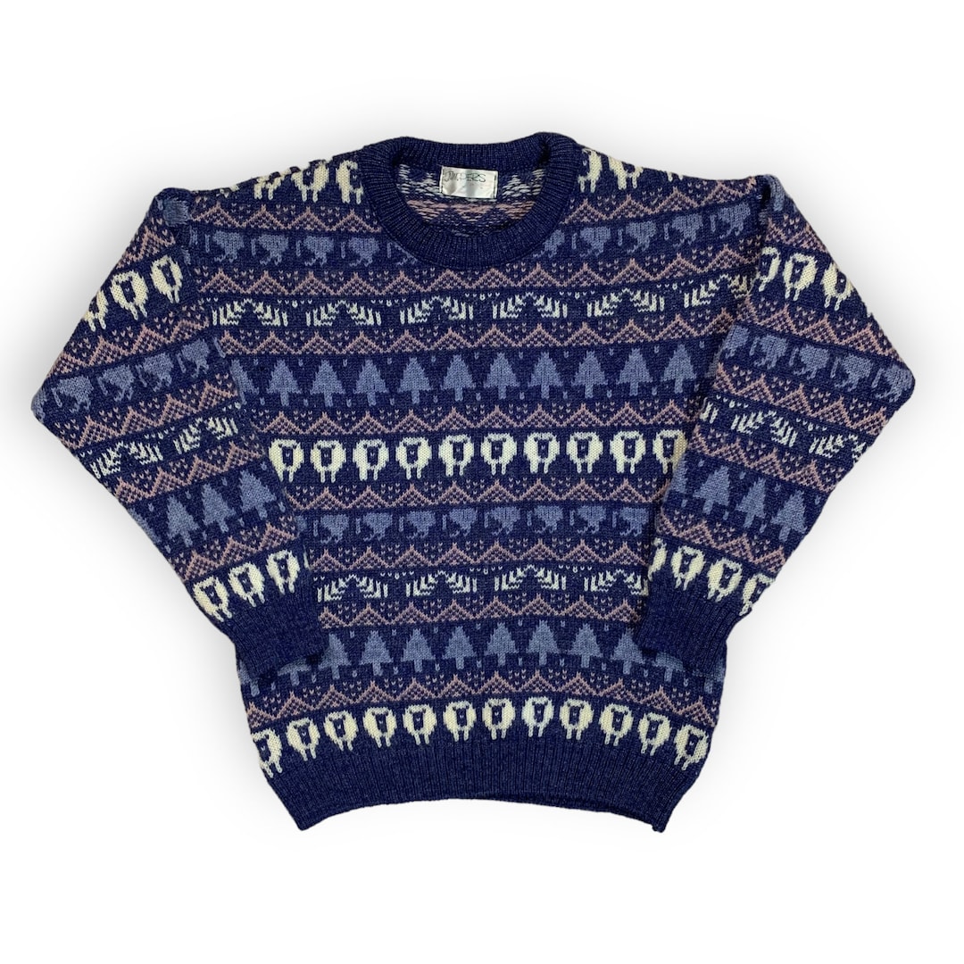 RARE New Zealand Jumpers Nordic Sheep Wool Vintage Y2K Purple Crewneck ...