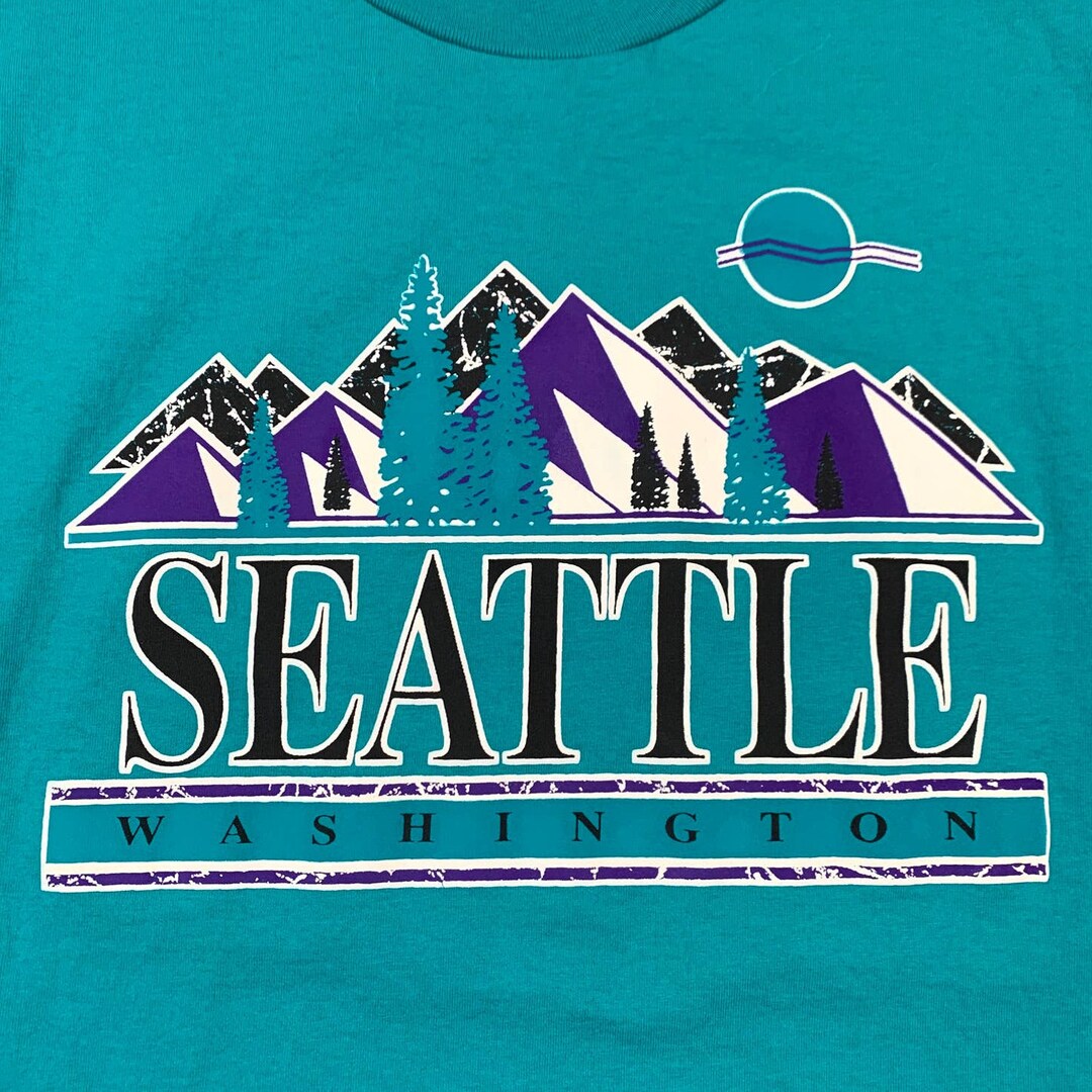 Vintage 90s Seattle Washington Retro Jerzees T-shirt Large/ Mountains ...