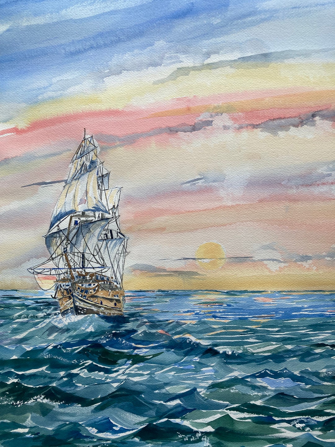 Tall Ship Sunset - Etsy