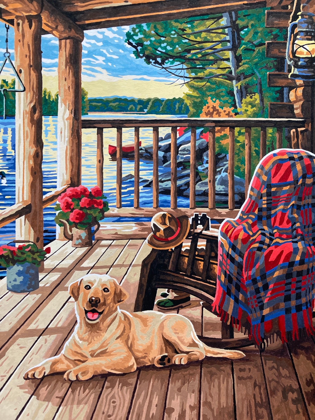 Yellow Lab on the Porch - Etsy