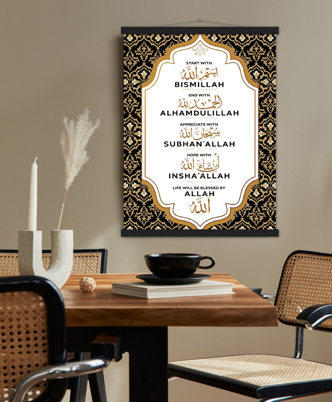 Start With Bismillah, End With Alhamdulillah, Islamic Poster With ...