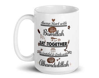 Bismillah White/green Islamic Mug | Cup | Muslim | Eid Gift | Good ...