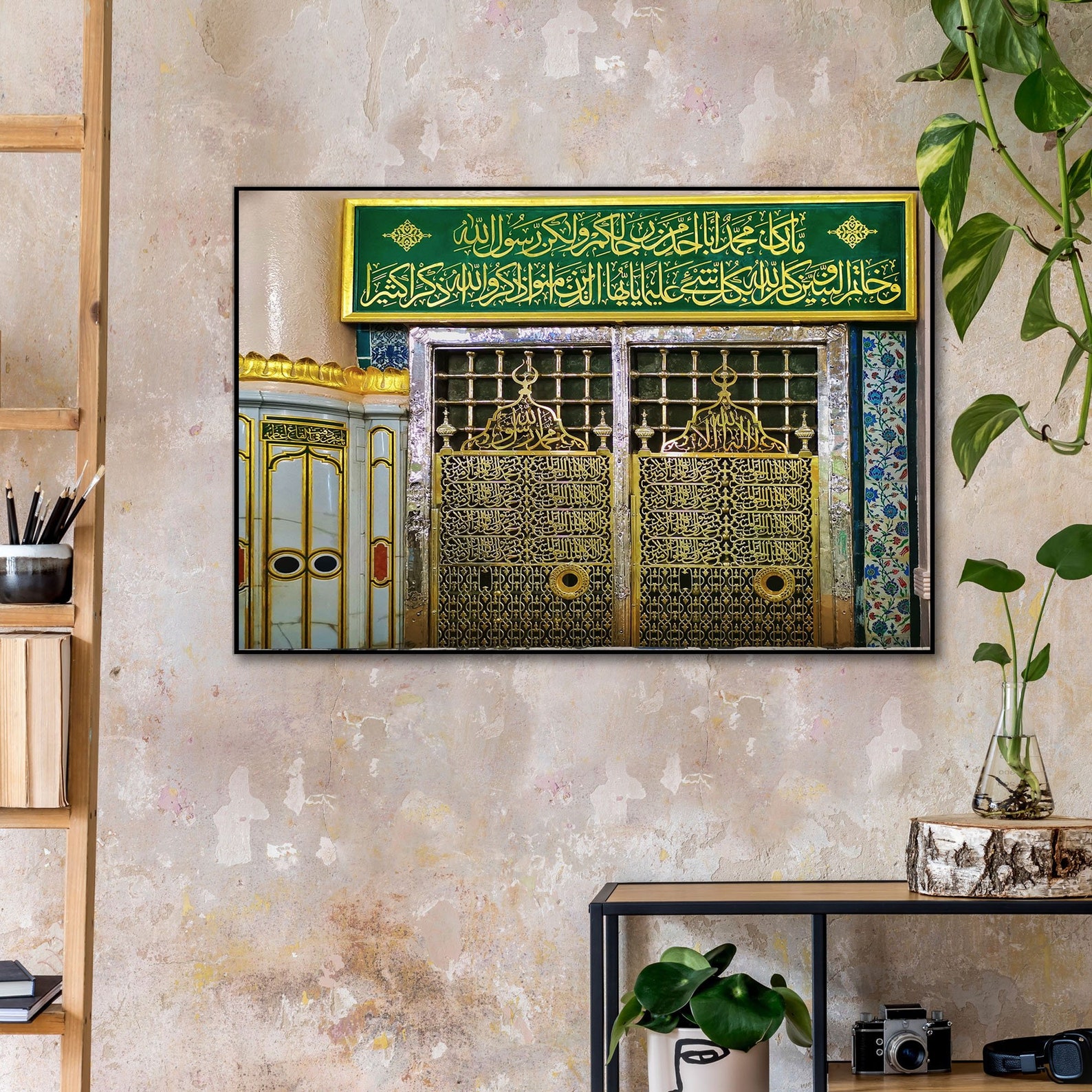 Raudah at Masjid Nabawi vintage Arabic Islamic Wall Art. | Etsy