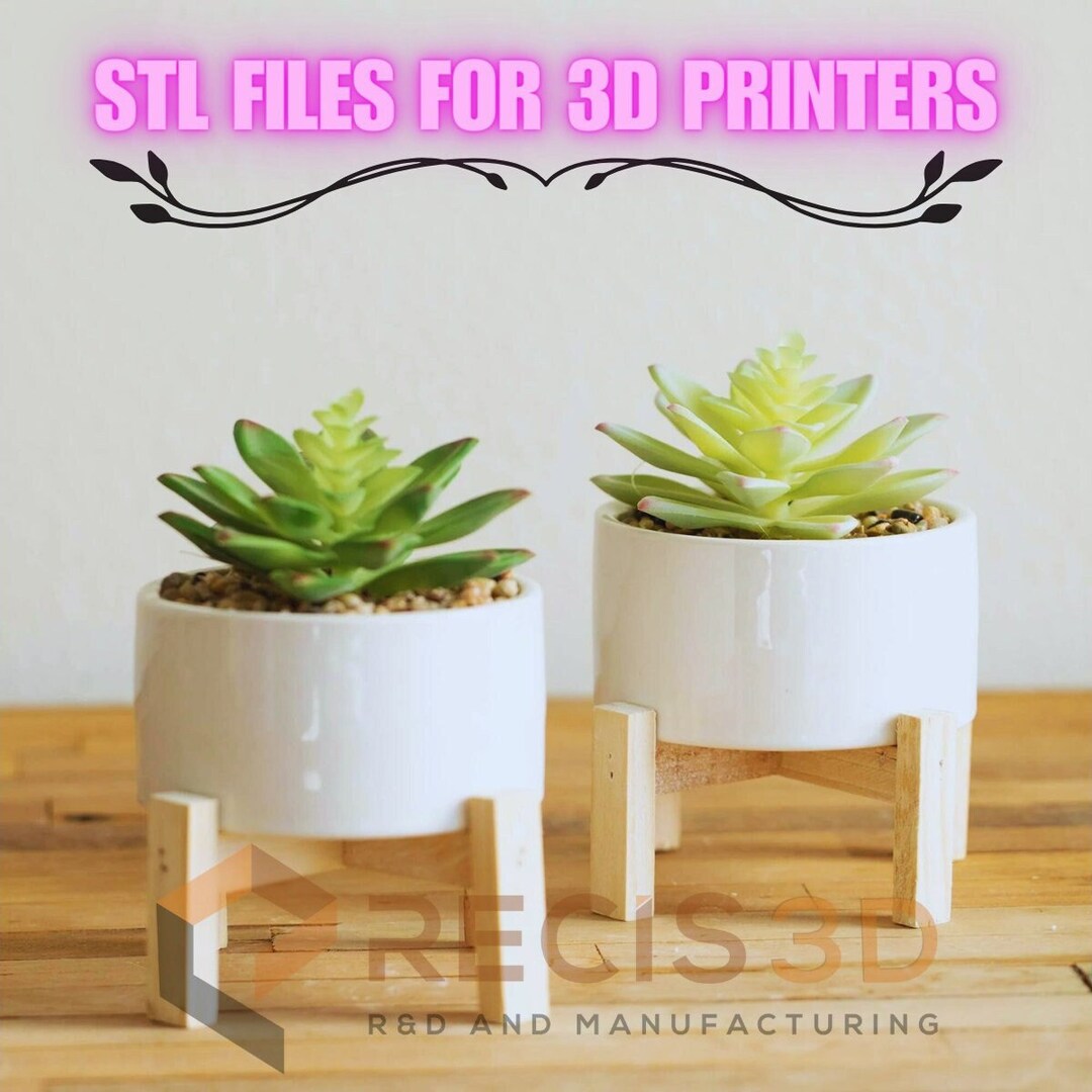 Mini Planter With Stand 3D Print Stl Files Desktop Mini Planter With ...