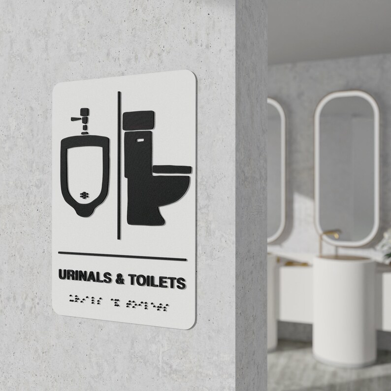 Urinals & Toilets Sign With Braille | Restroom Sign | - Etsy